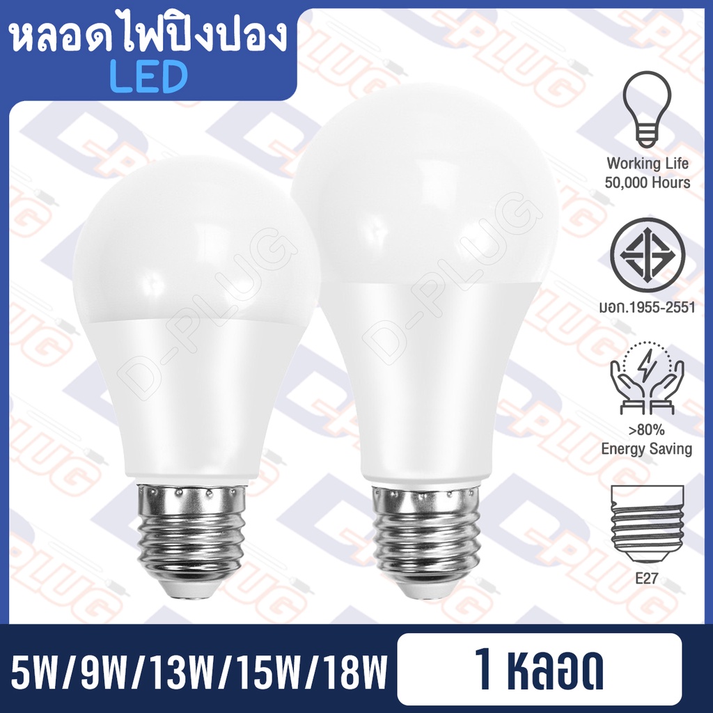 หลอดไฟ LED หลอดปิงปอง LED BULB ขั้ว E27 5W / 9W / 13W / 15W / 18W | Shopee Thailand