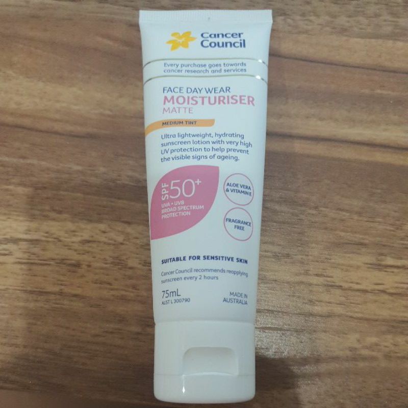 ครีมกันแดด Cancer Council Australia Face Day Wear Moisturiser Matte SPF 50+ UVA UVB 75 ml ...