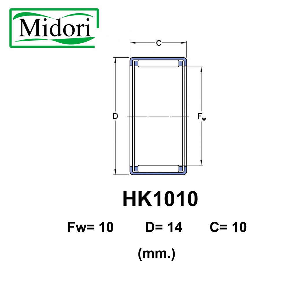 HK1010 ตลับลูกปืนเม็ดเข็ม แบริ่งเม็ดเข็ม needle ขนาด ใน 10 นอก 14 หนา ...