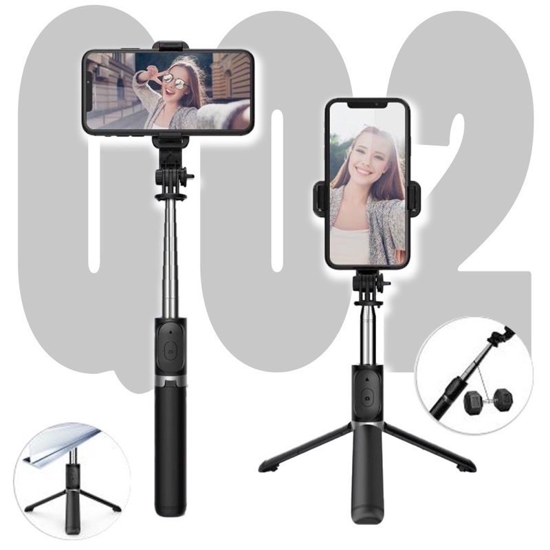 ไม้กันสั่นมือถือ รุ่นQ02 ใช้เซลฟี่ ขนาดกะทัดรัด รองรับการทำงานได้หลายรูปแบบ หมุนได้ 360 องศา ...
