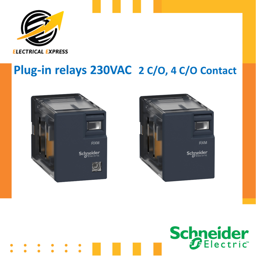 Plug-in relays 230VAC 2C/O, 4C/O Contact/รีเลย์/RXM/ปลั๊กอินรีเลย์ 2คอน ...