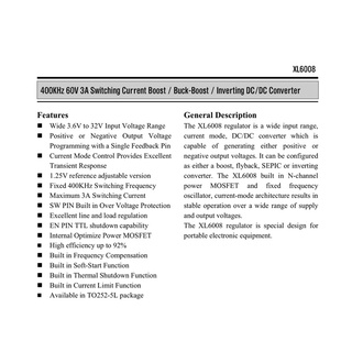 XL6008E1 TO252-5L 400KHz 60V 3A Switching Current Boost / Buck-Boost ...