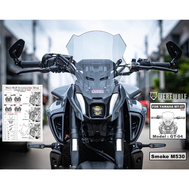 [W]ชิลหน้าปรับระดับได้ Model GT-04 สำหรับ YAMAHA MT-07 Gen3 2021-2022 ...
