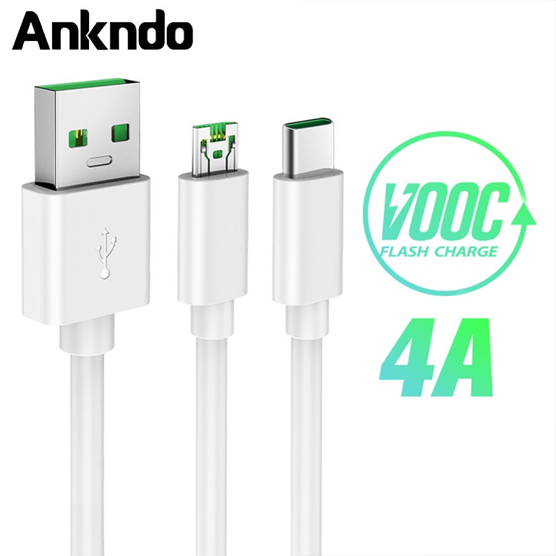 Ankndo สายชาร์จ Micro USB/Type-C วันที่ 5V 4A สําหรับ OPPO VOOC Flash ...