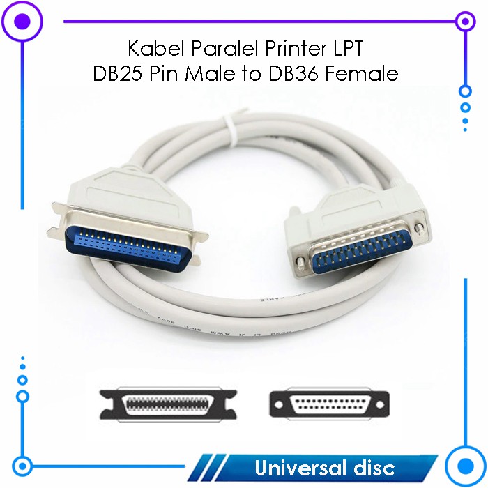 LPT DB25 Pin Male to DB36 Female Printer Parallel Cable 1.5m/3m | Shopee Thailand