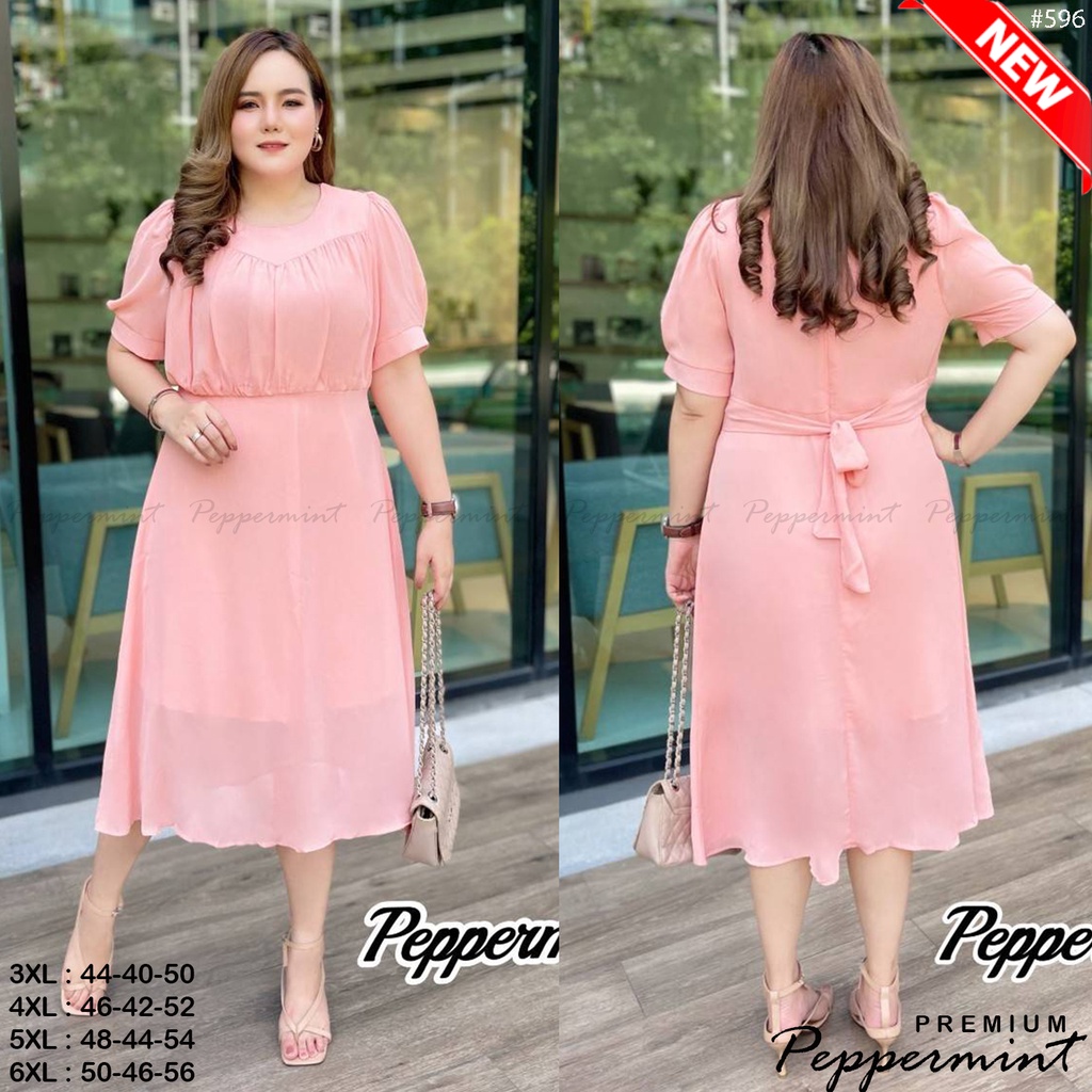เดรสสาวอวบ สไตล์สาวเกาหลี มีไซส์ อก50 Peppermint Plus Size (596 B) | Shopee Thailand