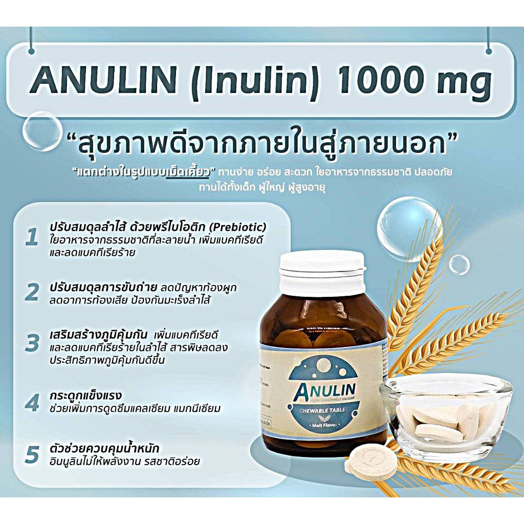 Anulin (อินนูลิน) คณะเภสัชจุฬา Prebiotic ช่วยขับถ่าย ไฟเบอร์สูง ช่วย ...