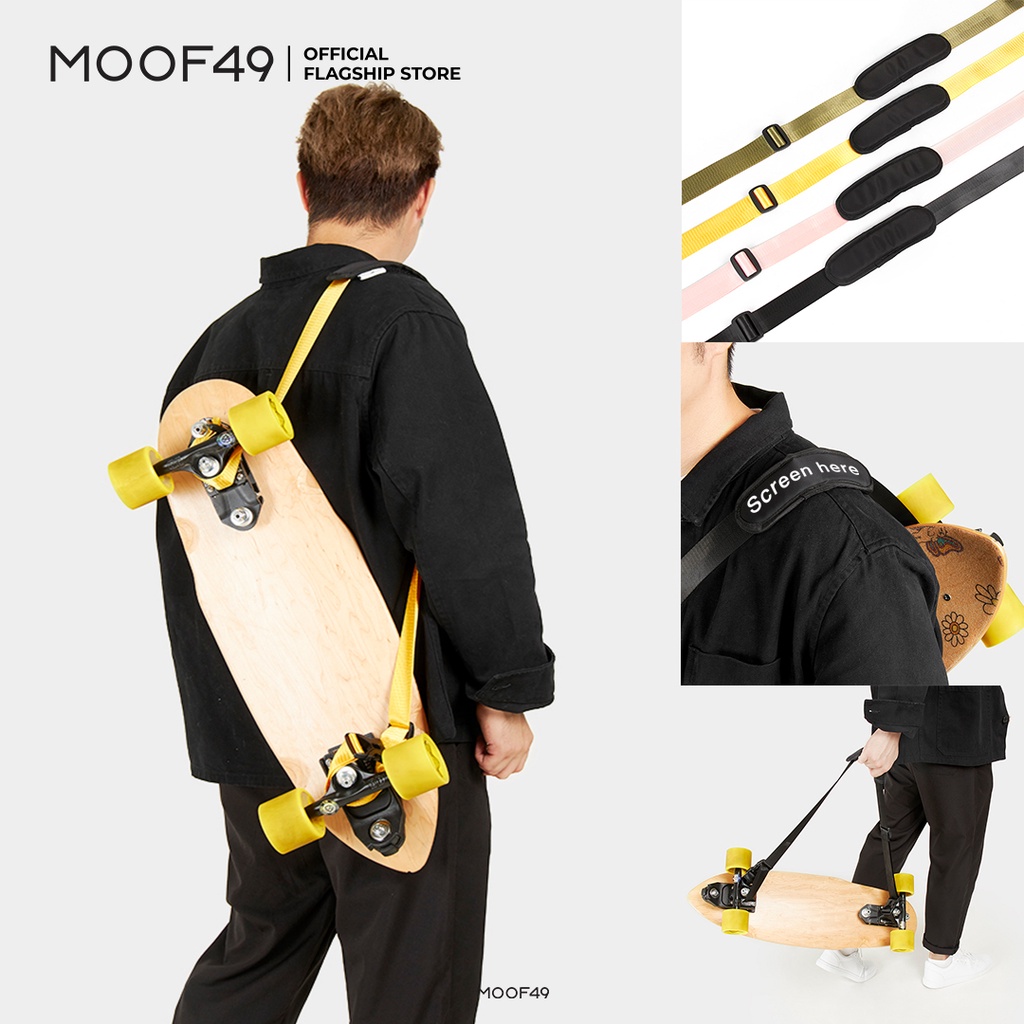 MOOF49 Skate Strap สายคล้อง สะพาย สายรัด เซิร์ฟสเก็ต มี 4 สี (ดำ/เหลือง/ชมพู/เขียว) ปรับความยาว ...