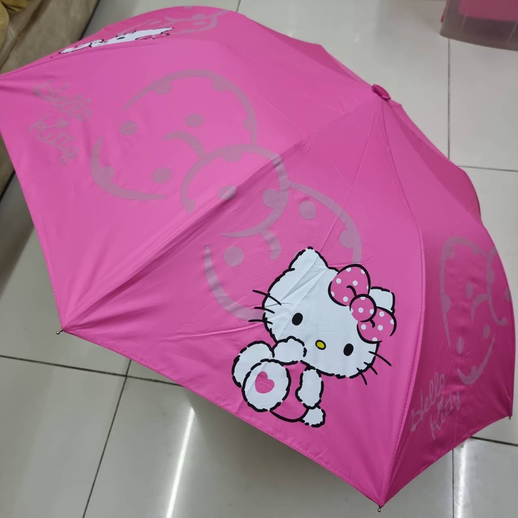 ร่มพับได้ Hello Kitty 21 นิ้ว พับได้ 2 ตอนกันแสงยูวีด้านใน ร่มคิตตี้ลิข ...