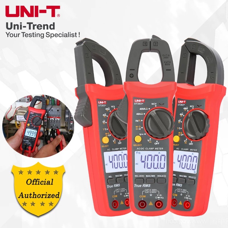 UNI-T Digital Clamp Meter UT201 + / UT202 + / UT203 + / ut204 Plus / UT202A + 400-600A ช่วง ...