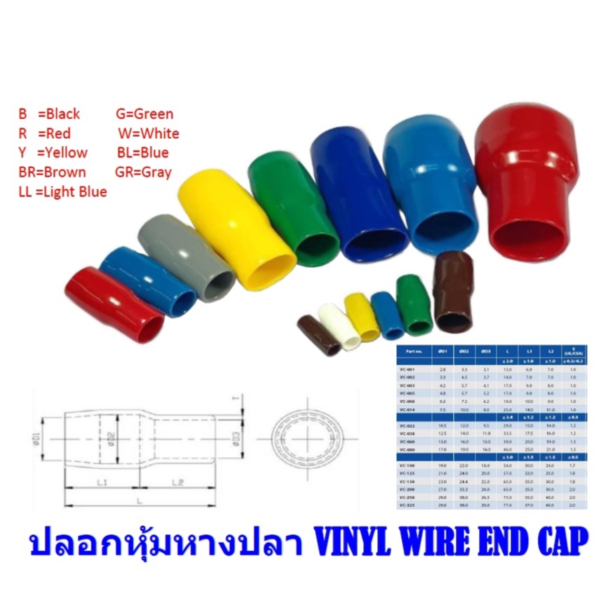ปลอกหุ้มหางปลา - VINYL WIRE END CAPS (100ตัว/ถุง) | Shopee Thailand