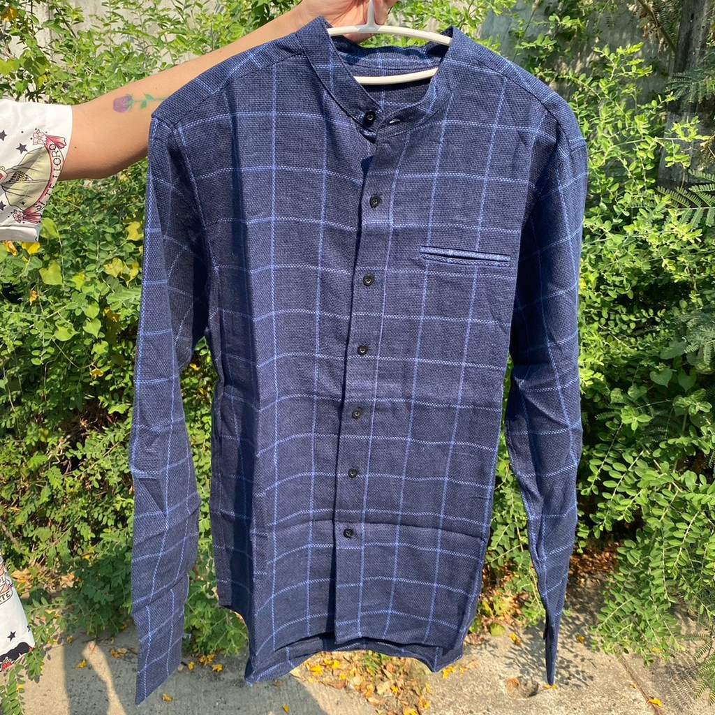 เสื้อเชิ้ต รุ่น KJ07 สีน้ำเงินเข้มลายสก๊อตเสื้อใส่ทำงานถูกระเบียบ ...