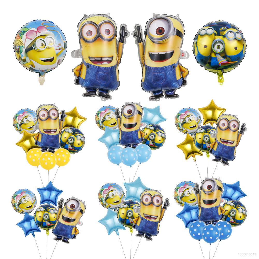 ชุดลูกโป่ง ลายการ์ตูนมินเนี่ยน Despicable Me ขนาด 18 นิ้ว สําหรับตกแต่ง