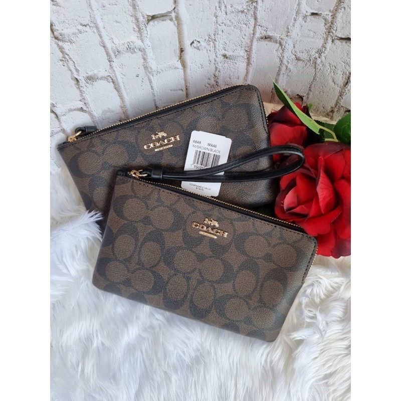 Coach Large Corner Zip Wristlet In Signature Canvas | Shopee Thailand