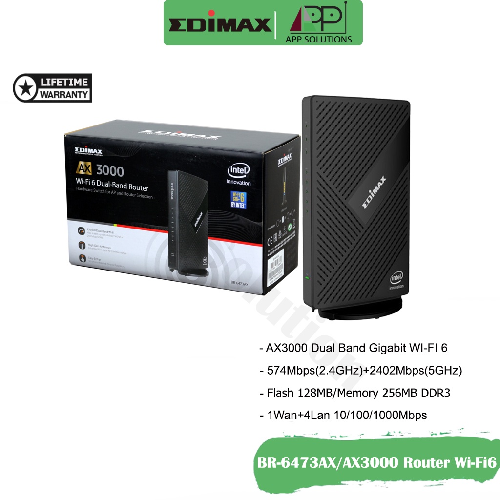 EDIMAX Wi-Fi 6 Router Dual-Band Gigabit รุ่นBR-6473AX/AX3000(ประกัน ...
