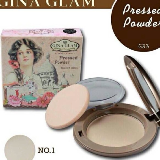 แป้งอ้ดแข็งผสมรองพื้นผสมรองพื้น Pressed Powder By Gina Glam G33 ...