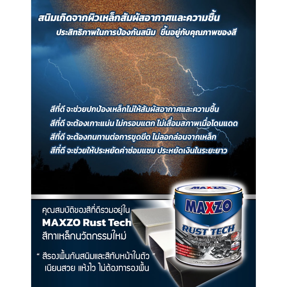 สีกันสนิมไม่ต้องรองพื้นแมกโซ่ 2in1 Maxzo Rust Tech สีทาเหล็กกัลวาไนซ์ ...