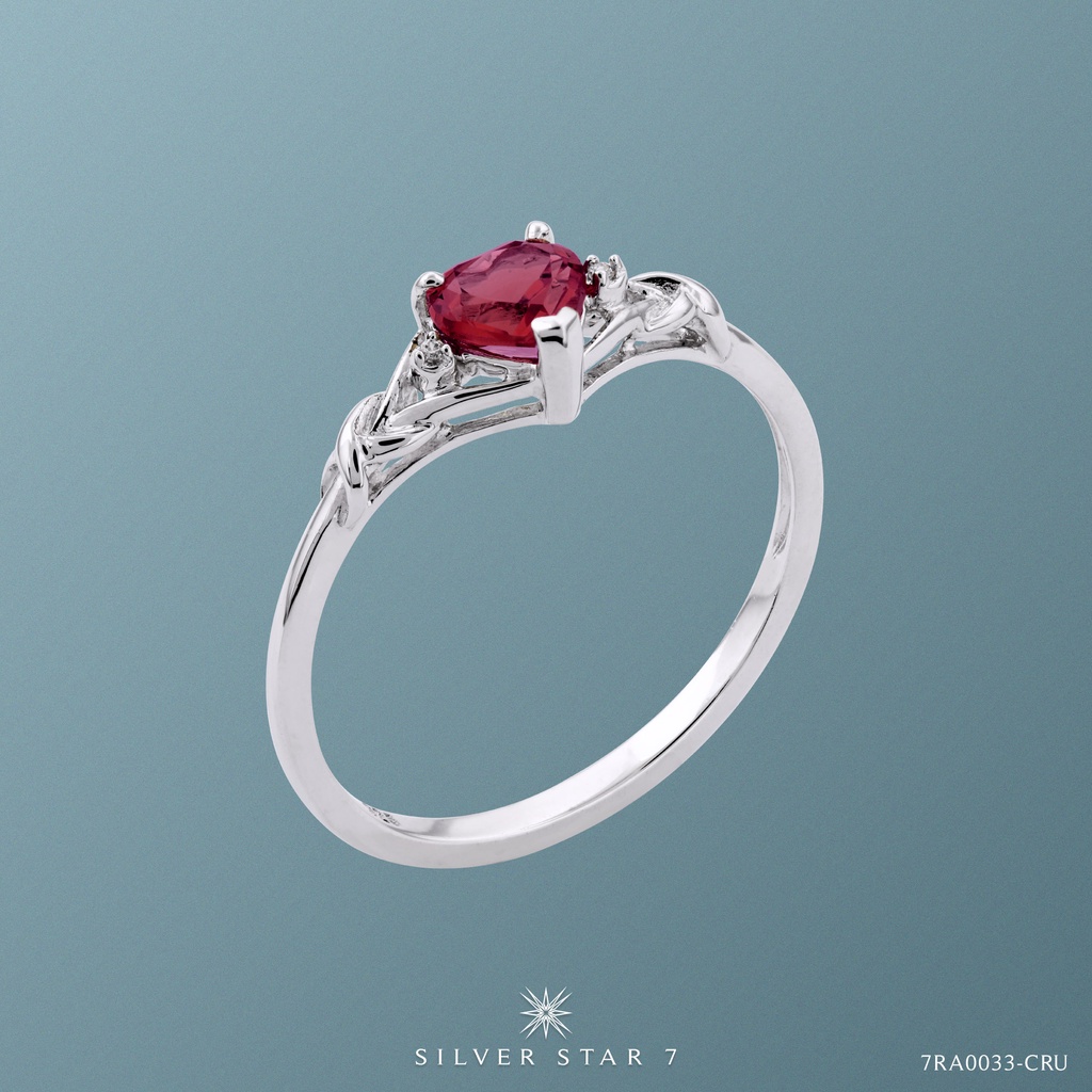 Silver Star 7 - เเหวนเงินแท้ 925 ชุบโรเดียม ฝังพลอยเนื้อแข็งสังเคราะห์ ...