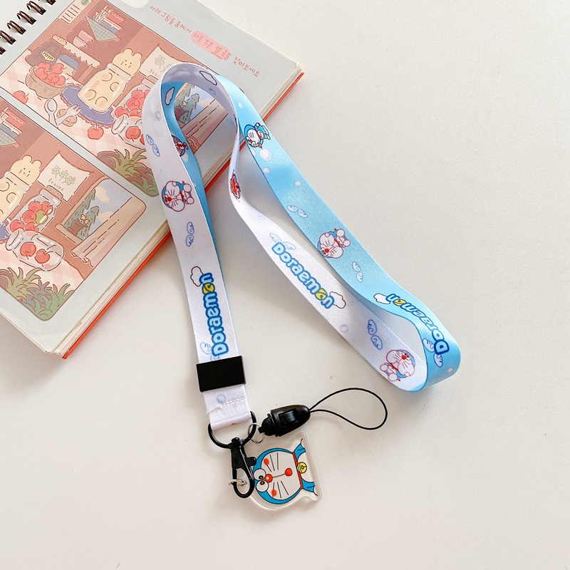 Cute Cartoon Doraemon Phone Strap Female Hanging Flower Neck Lanyard ...