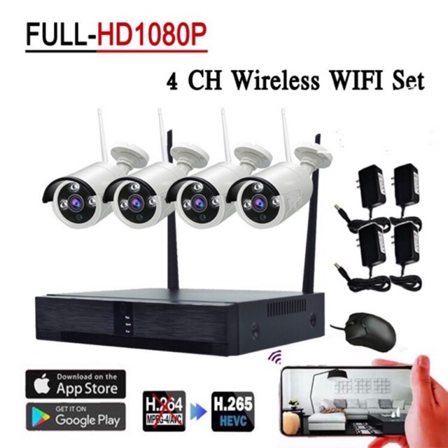 ชุดกล้องวงจรปิดไร้สาย5G KIT 4 CH FHD 1080P CCTV WiFi/Wireless 5G KIT ...