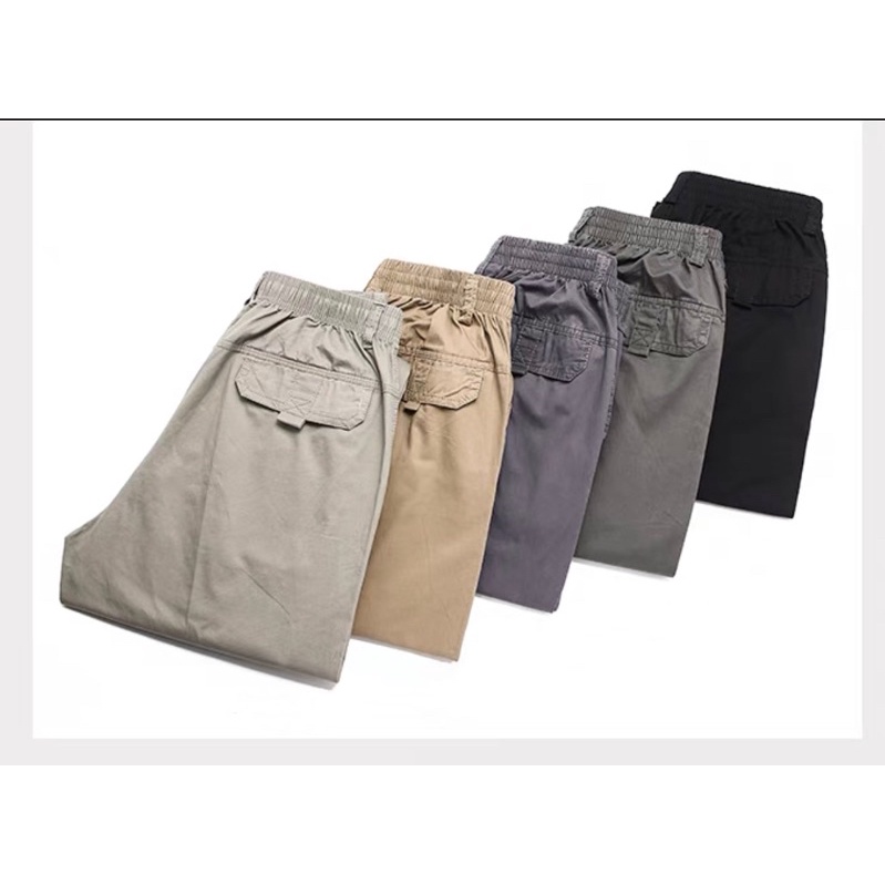 CHINO PANTS • กางเกงชิโน่ • เอวยางยืด • ขายาว | Shopee Thailand