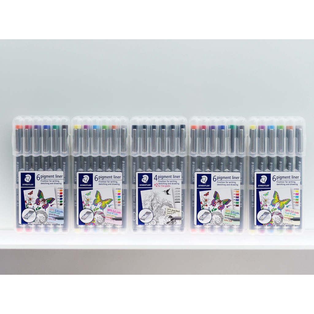 Set ปากกาตัดเส้นหัวเข็ม STAEDTLER pigment liner 308 SB6P | Shopee Thailand