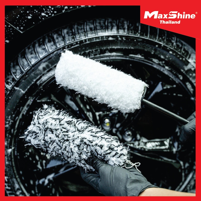 MAXSHINE Premium Flat Microfiber Wheel Brush แปรงล้างล้อรถยนต์ ขนแปรง ...