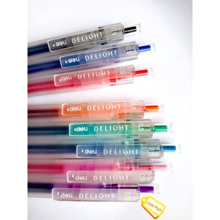 Deli DELIGHT Gel Pen ปากกาเจลแบบกด 0.5mm มี 8 สีให้เลือก หมึกน้ำเงิน ดำ ...