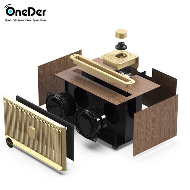 FSASH SALE ลำโพง ลำโพงบลูทูธพกพา พร้อมที่ตั้งมือถือ ลายไม้Oneder ไร้สายบลูทูธ4.2 รุ่นV6 มีphone ...