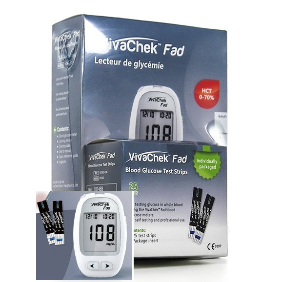 Viva Chek Fad (Set) เครื่องตรวจน้ำตาลวีว่า 1 กล่องแถม strips 25 ชิ้น ...