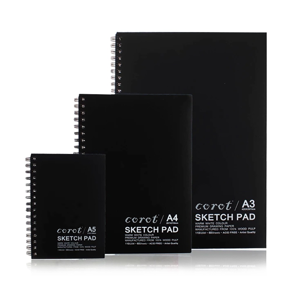 สมุดวาดภาพ สมุดวาดเขียน สมุดสเก็ตภาพ Sketch Pad A5 / A4 / A3 COROT 110g (60 แผ่น) | Shopee Thailand