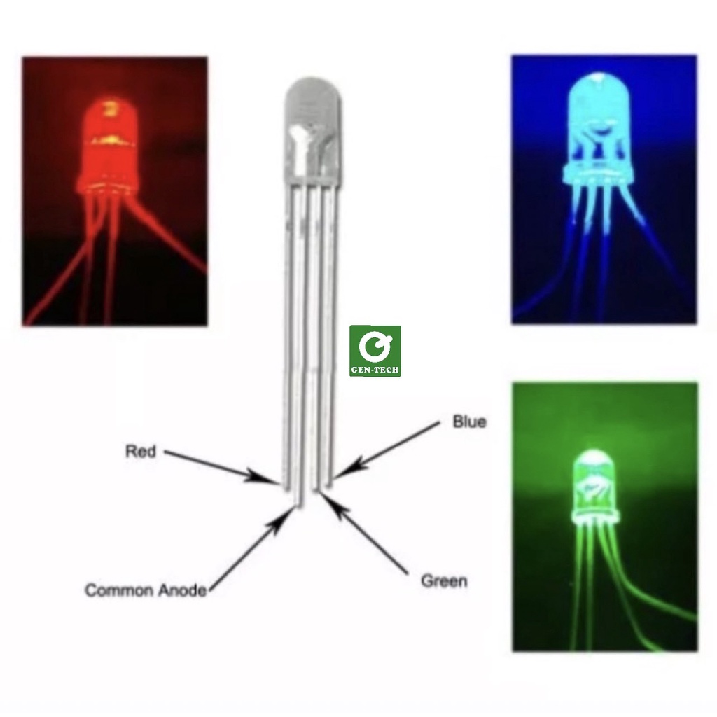 สินค้าพร้อมส่ง!!LED5mm Com+ Com- RGB 3V. 1ชุด10ตัว สินค้าคุณภาพ ...