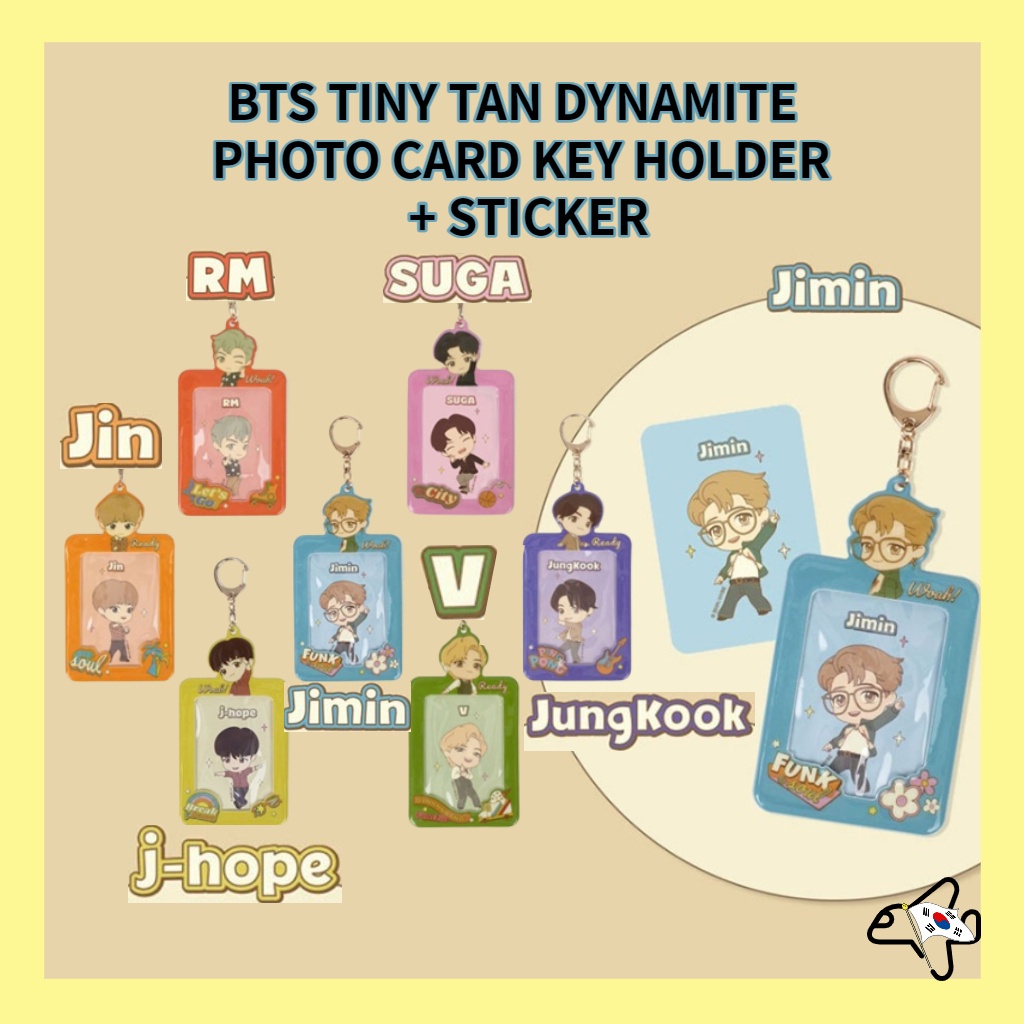 BTS Tiny Tan Dynamite Photo Card Key Holder + Sticker/RM/ Jin / SUGA/ j hope/ Jimin/ Jungkook /V ...