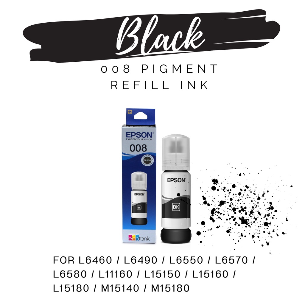 หมึก EPSON 008 BK สีดำ C13T06G100 ขนาด 127 ml. หมึกกันน้ำ หมึกแท้ 100% ...