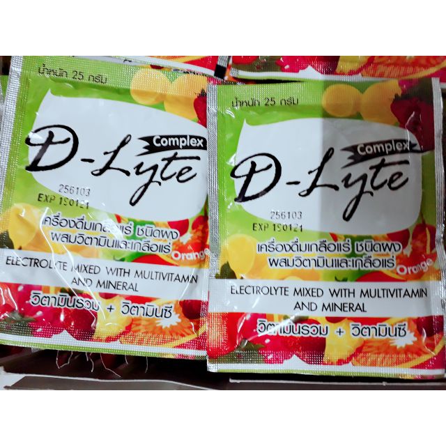 D -LYTE ดีไลท์ เกลือแร่ สูตรผสม วิตซี และวิตามินรวม รสผลไม้รวม แพ็ค 10ซอง | Shopee Thailand