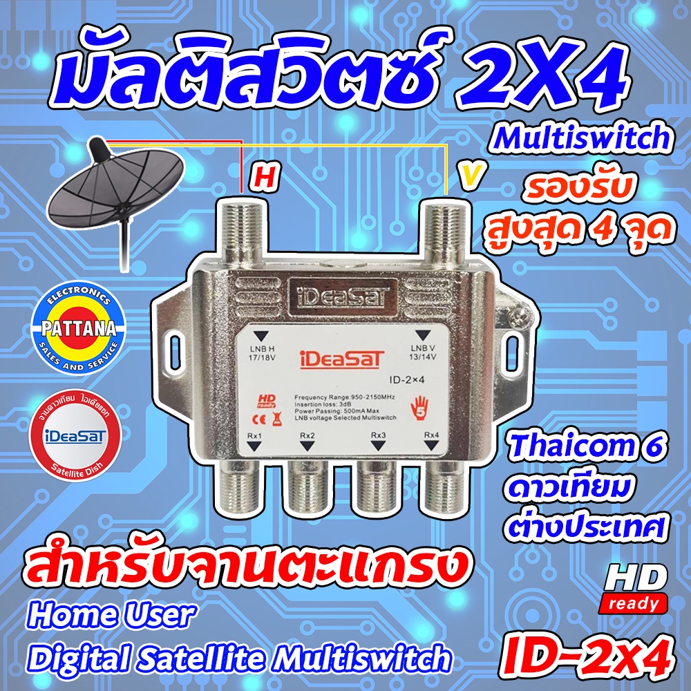 Multiswitch มัลติสวิตซ์ 2x4 ยี่ห้อ IDEASAT รุ่น ID-2x4 รองรับสูงสุด 4 ...
