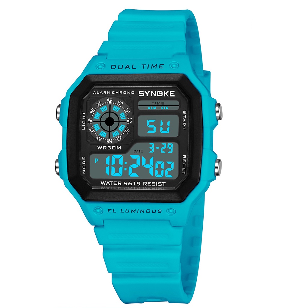 SYNOKE นาฬิกาผู้ชายดิจิตอลนาฬิกาข้อมือทหารสแควร์ LED กีฬานาฬิกาชายนาฬิกา | Shopee Thailand