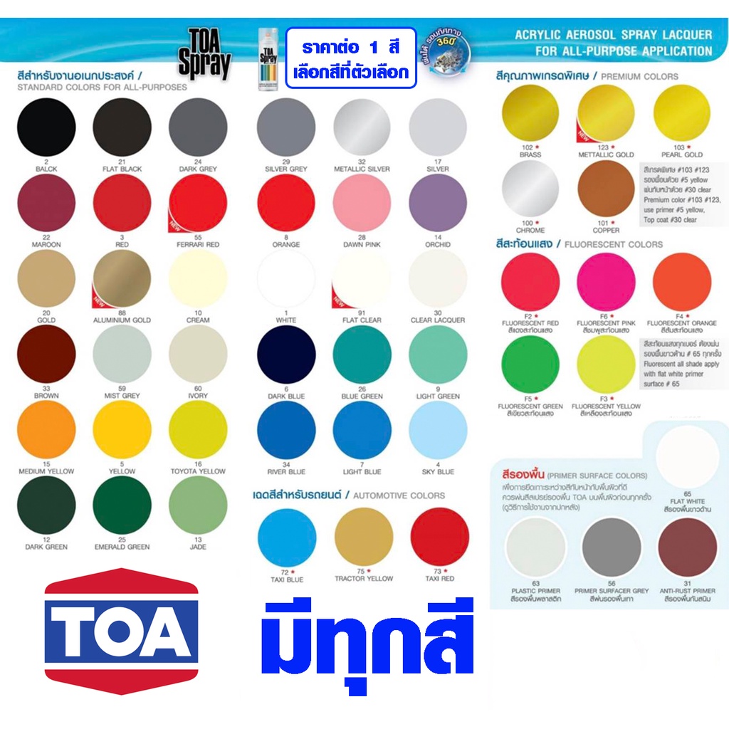 สีทีโอเอ สีสเปรย์ สีพ่นไม้ สีเงา สีด้าน สีพ่นเหล็ก สีพ่นรถยนต์ สีรถยนต์ ...