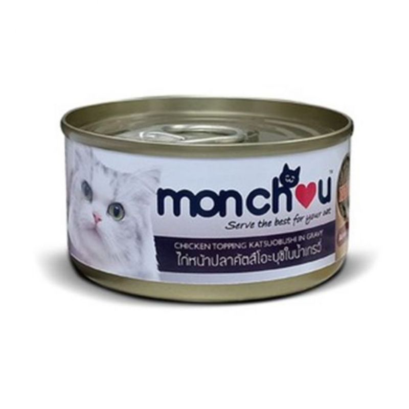 อาหารแมวกระป๋องmonchou 70กรัม รสไก่หน้าปลาคัตสึโอะบุชิในน้ำเกรวี่ สำหรับแมวโต hitdd | Shopee ...