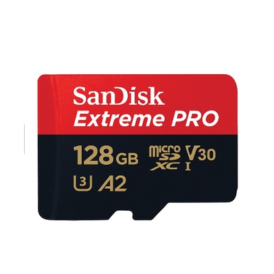 SanDisk Extreme Pro microSDXC, SQXCD 128GB, V30, U3, C10, A2, UHS-I, 200MB/s R, 90MB/s W, 4x6 ...