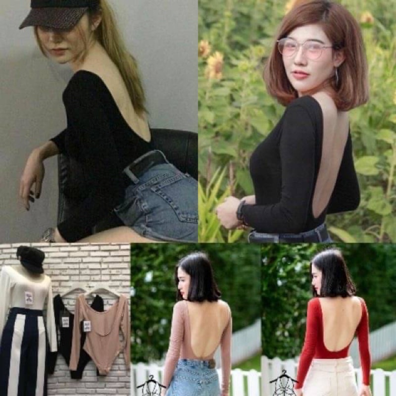 🌈MesubShop🌈 บอดี้สูท เว้าหลังแขนยาว เสื้อสายฝอ BodySuit ในตำนาน..♥️ ขายดีตลอดไม่มีout 🤩 บอดี้สูท ...