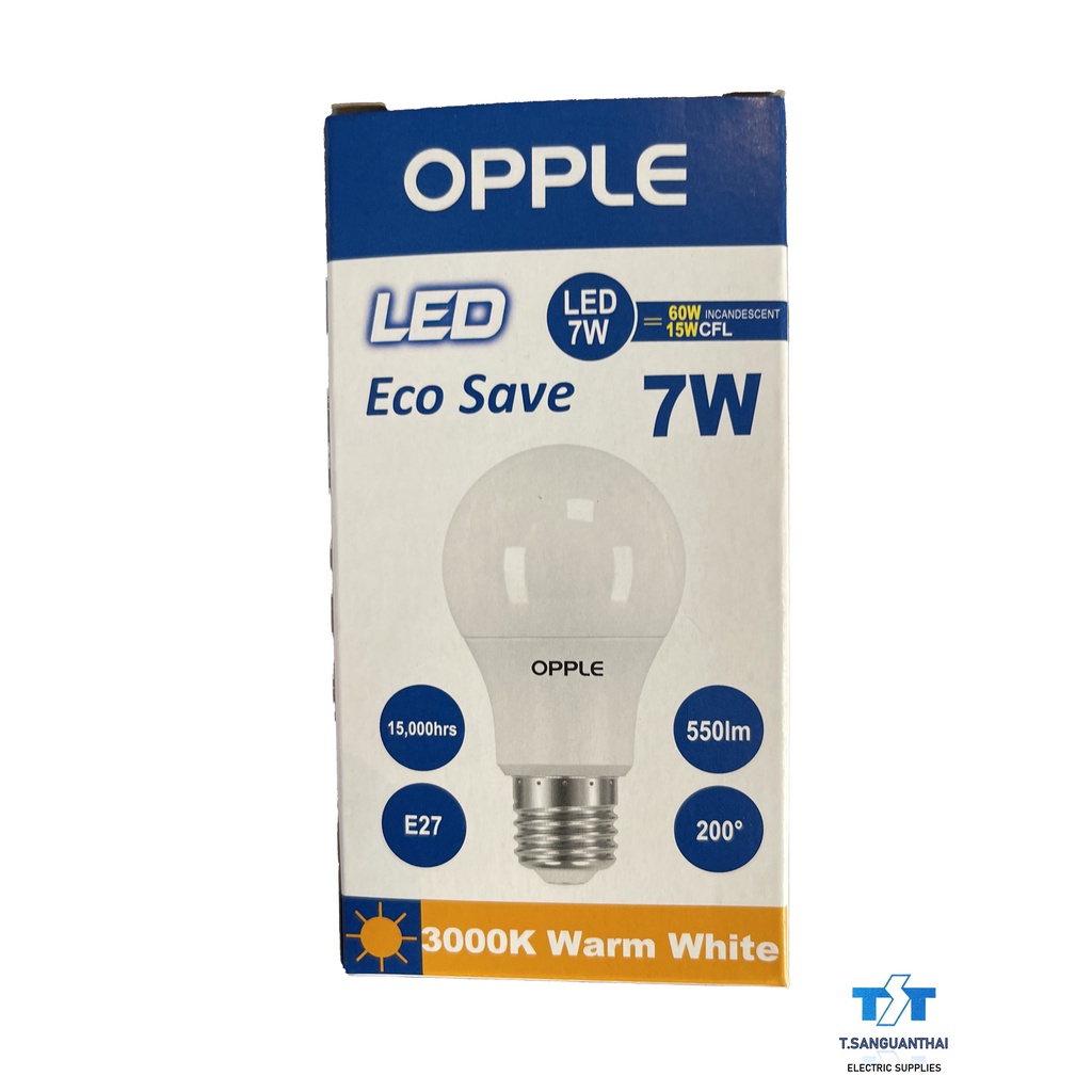 Opple หลอดไฟ LED Bulb รุ่น Eco Save ขนาด 7W แสงสีส้ม 3000K | Shopee ...