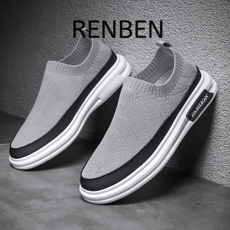 RENBEN รองเท้าผ้าใบตาข่ายระบายอากาศแบบสบาย ๆ ของผู้ชาย | Shopee Thailand