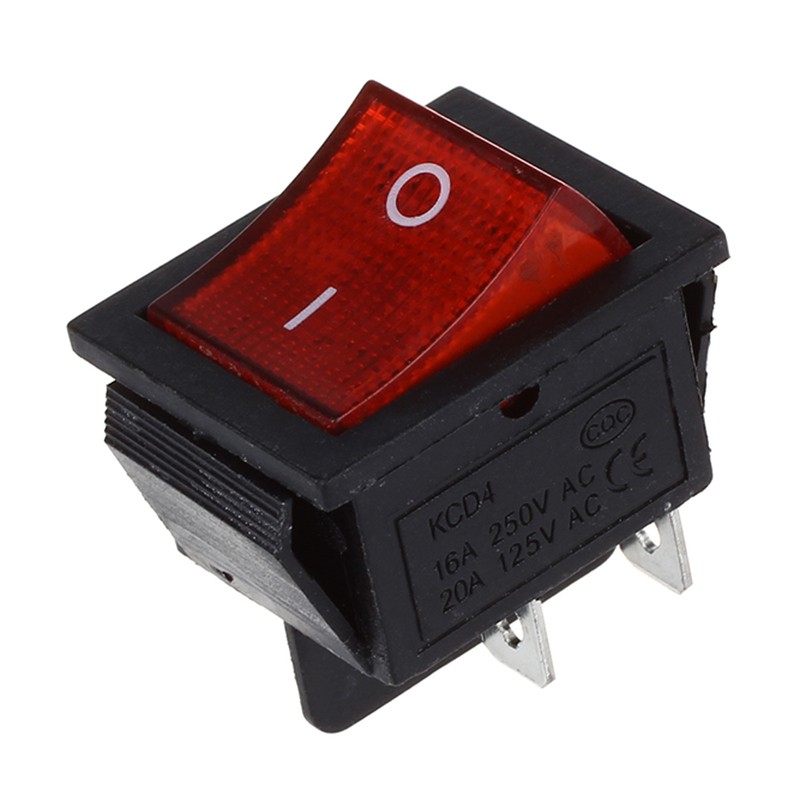 Red Light 4 Pin DPST ON/OFF Snap in Rocker Switch 15A/250V 20A/125V AC ...