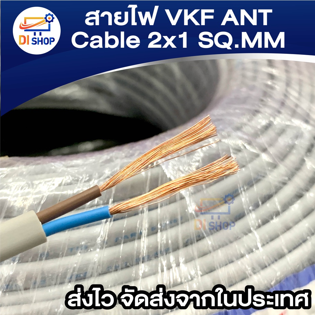 สายไฟ VKF ANT CABLE 2x1 SQ.MM ของแท้ สินค้าคุณภาพ ยาว 20m - 100m | Shopee Thailand