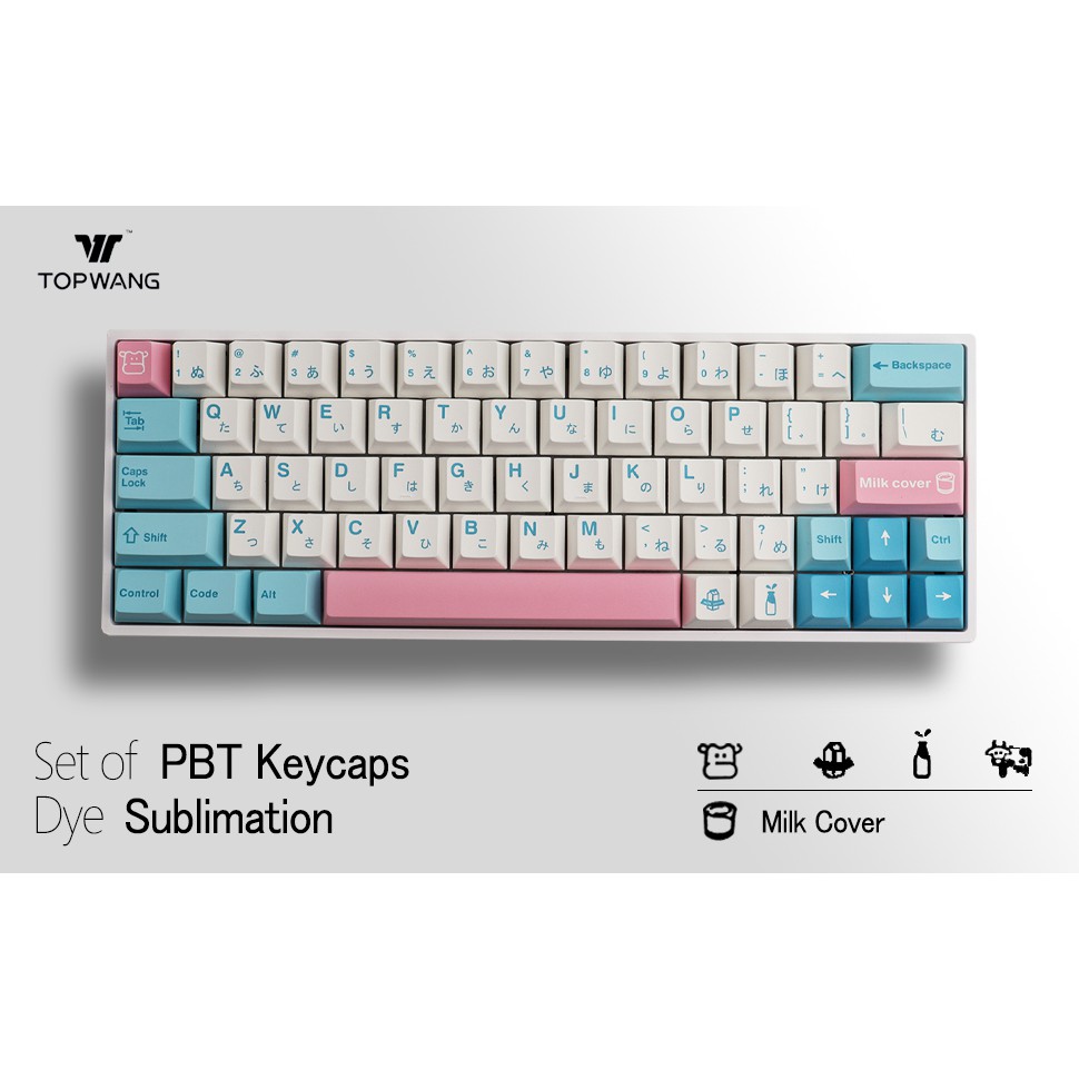 Keycaps,Topwang 140 Keycap PBT Sublimation Milk Cover Keycap Cherry ...
