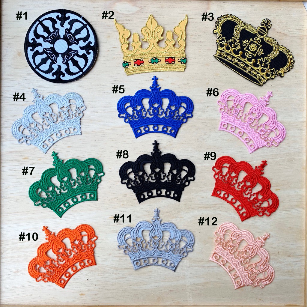 ตัวรีดมงกุฎ งานปัก มงกุฎ หลากสี crown Patch DIY wop ตัวรีด อาร์ม ลาย น่ารัก สวย ตัวรีดติดเสื้อ ...