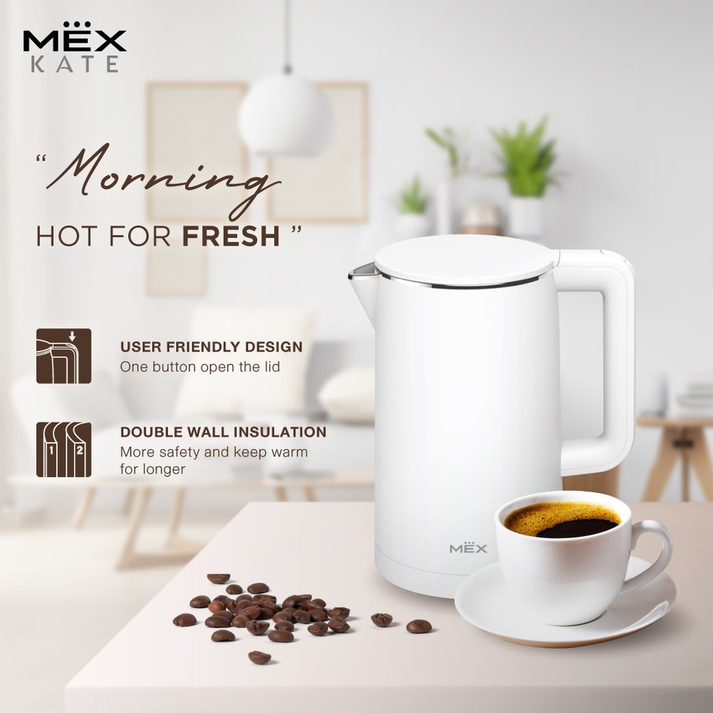 MEX รุ่น KPL110W กาต้มน้ำไฟฟ้า ขนาด 1 ลิตร (สีขาว) | Shopee Thailand