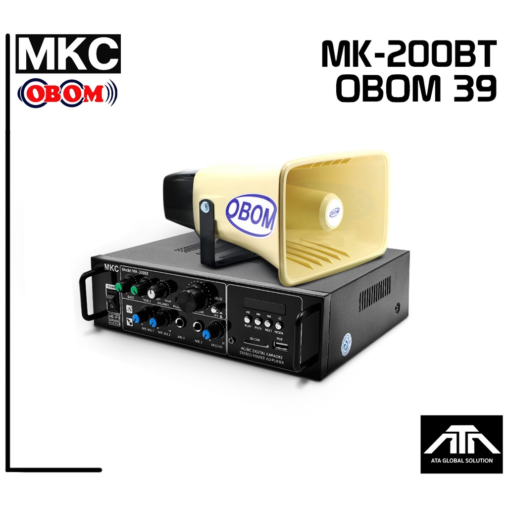 ชุดแอมป์ขยายเสียง MKC MK-200BT + OBOM 39 แอมป์ขยายเสียง 50W แอมป์จิ๋ว รองรับ bluetooth / USB ...