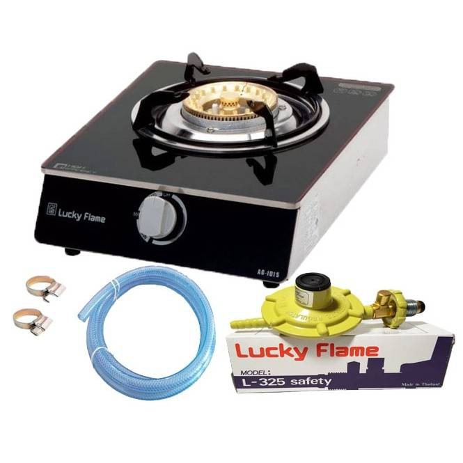 Lucky Flame เตาแก๊ส หน้ากระจก AG-101S + หัวปรับ L-325S | Shopee Thailand